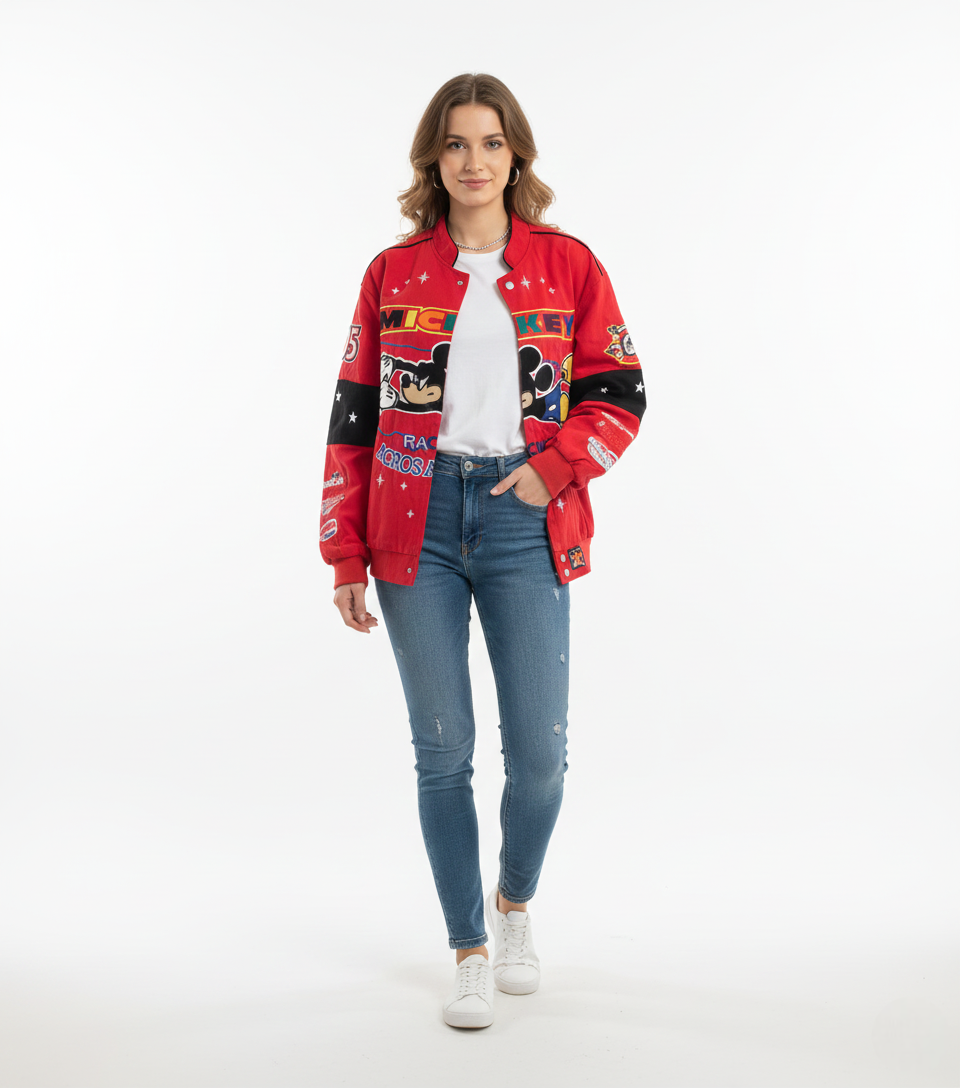 Red Mickey Mouse Racing Jacket – Modieva